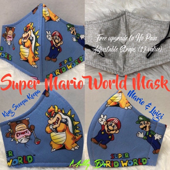 Hand Crafted | Accessories | Adult Unisex Super Mario World Face Mask ...